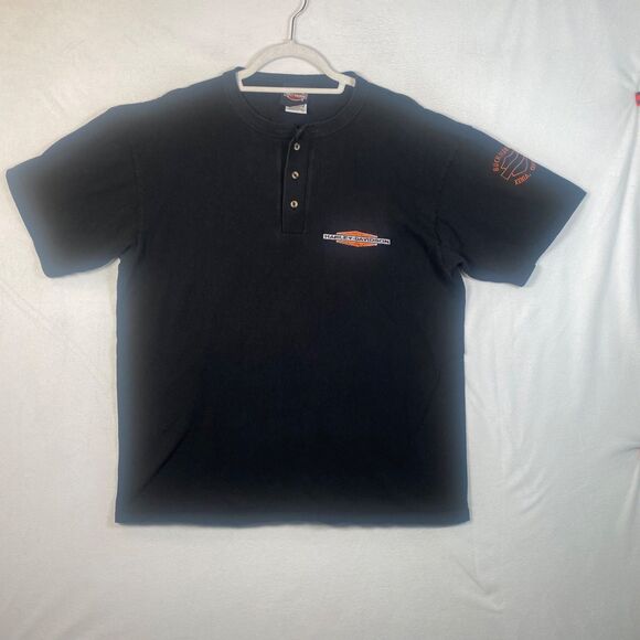 Harley-Davidson | Shirts | Harley Davidson Henley Tshirt L Black Short ...